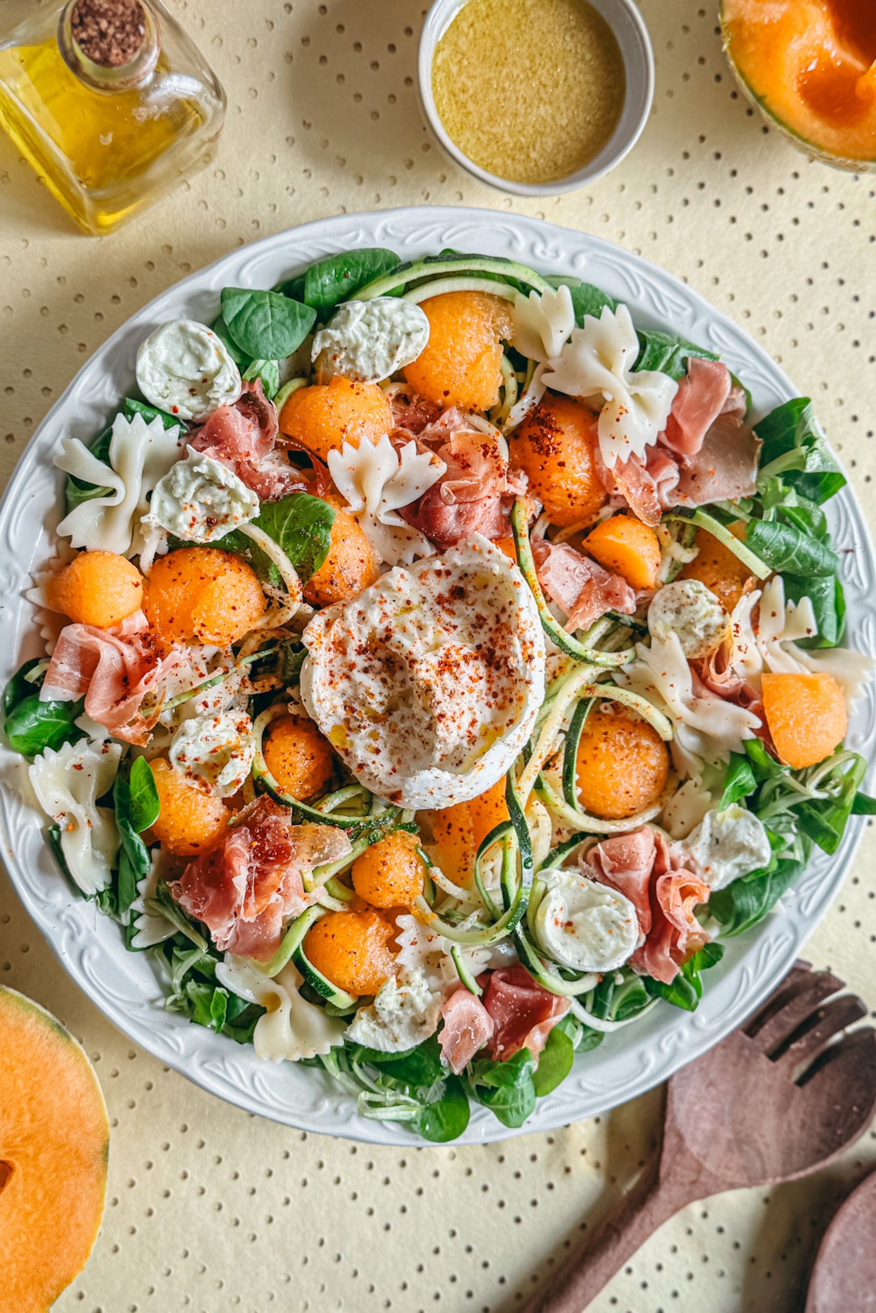 Salade de pâtes au melon et jambon de Parme - Blog Pourdebon